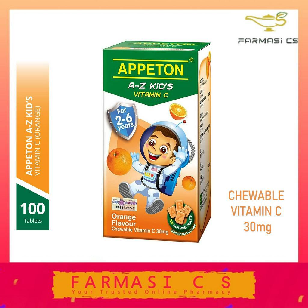 Appeton A-Z Kid's Vitamin C 30mg 100 Chewable Tablets EXP:08/2027 ...
