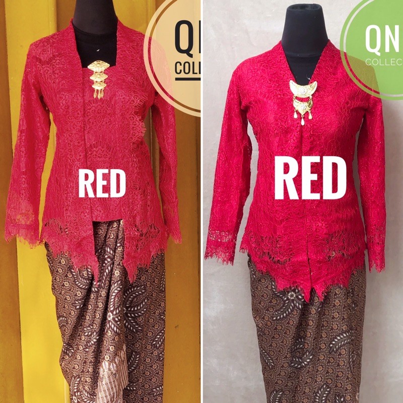 KEBAYA LACE WARNA MERAH / RED - Baju Sahaja | Shopee Malaysia