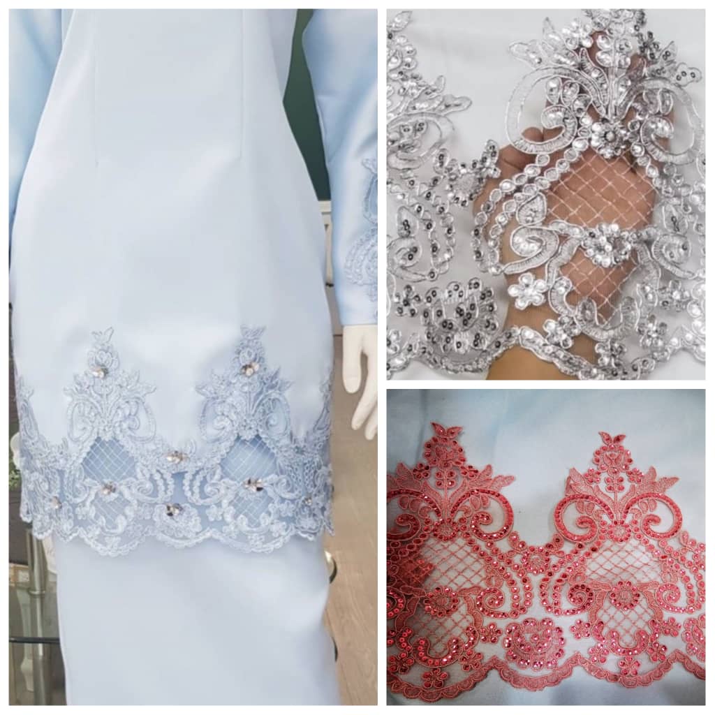 🌺Ready Stcok Border Lace Sequins, Lace Pengantin Tinggi 26cm Lace ...