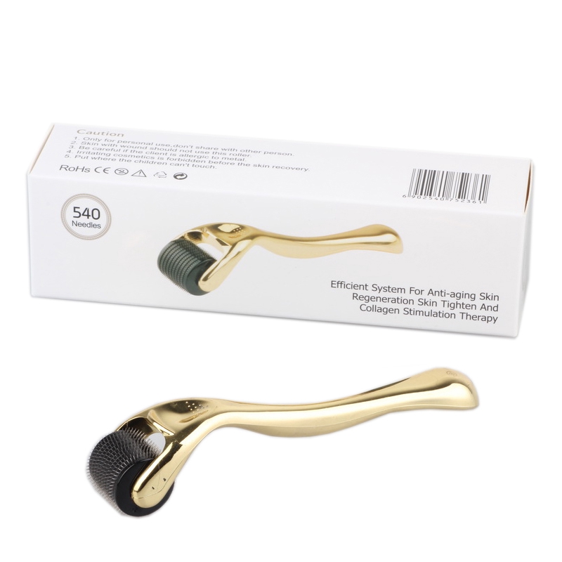 Derma roller 540 Gold handle with stainless steel and Titanium ...