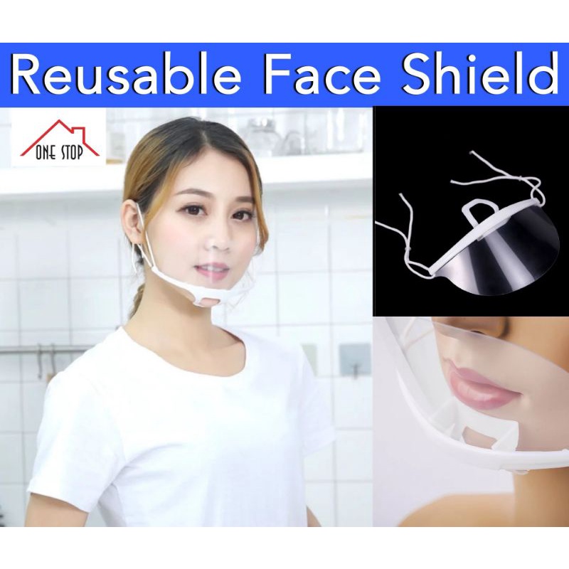 READY STOCK Reusable Face Shield Cover Mouth Shield Visor Adjustable ...
