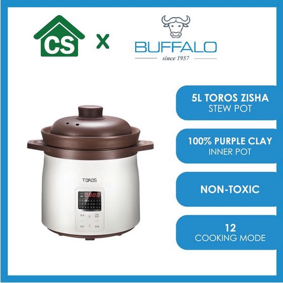 Buffalo Toros Zisha 5L Stew Pot Soup Double Boiler KWT04 [小炖锅] | Shopee ...
