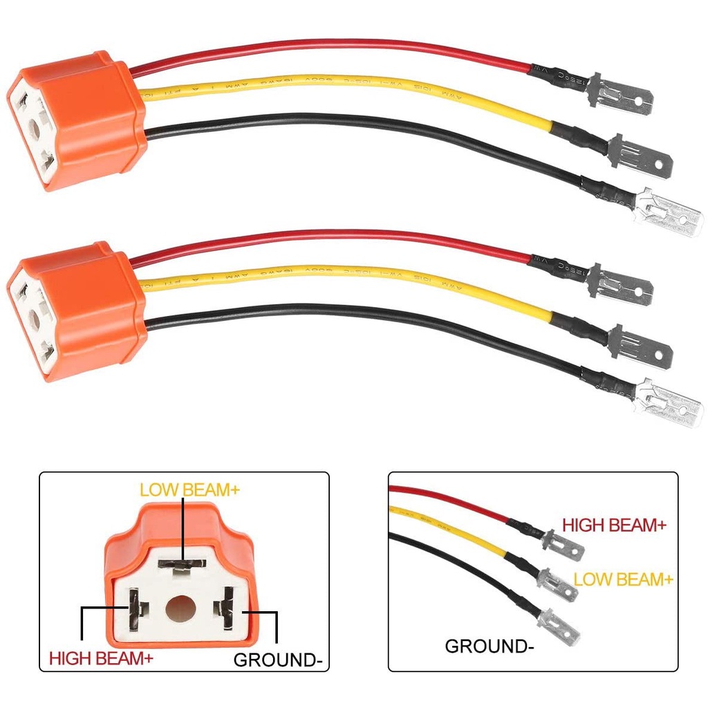 High Temperature Ceramic 3 Pin H4 Head Lamp Socket Headlight Connector ...