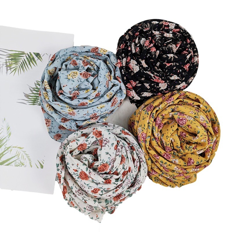 Floral Design Chiffon Shawl Tudung Bunga Design | Shopee Malaysia