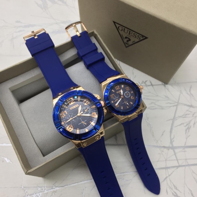 (9.9 SALE) Guess couple set analog function rubber strap | Shopee Malaysia