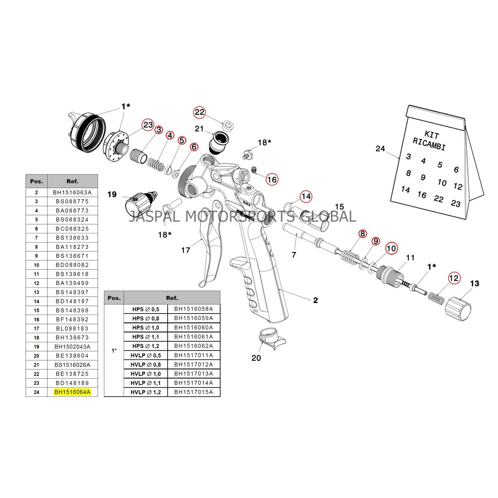 ANI R160-Q Spraygun Rebuild and Repair Kit (BH1516064A) | Shopee Malaysia
