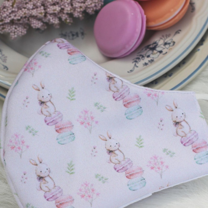 (Restock) Macaroon Soft Pink Bunny Motif Fabric Mask (Adult) | Shopee ...