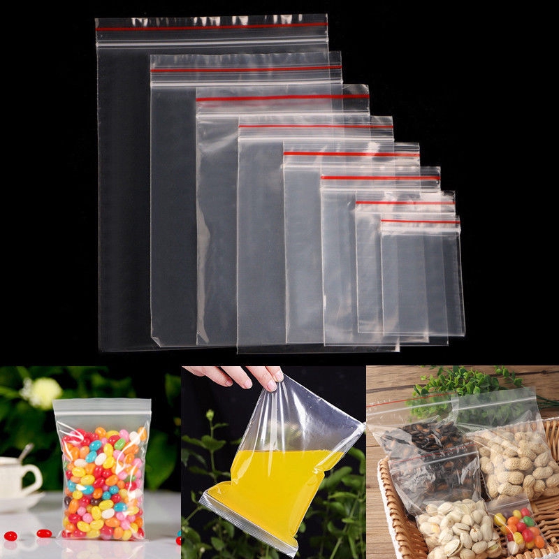 9 Sizes 100pcs Clear Plastic Resealable Cellophane Bag Seal Zip Lock Bags | Shopee Malaysia