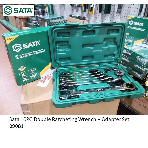 Sata 09081 10 PCs Double Ratcheting Wrench + Adapter Set (Life-Time ...