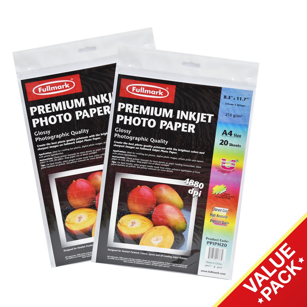 Fullmark A4 Inkjet Photo Paper Premium - 2 x 20 sheets / pack (PPIPH20 ...