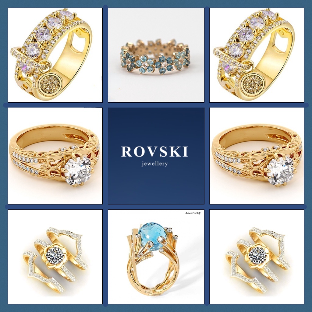 ROVSKI Fashion Korean Ready Stock Jewelry Gold Plated Bangkok Cincin ...