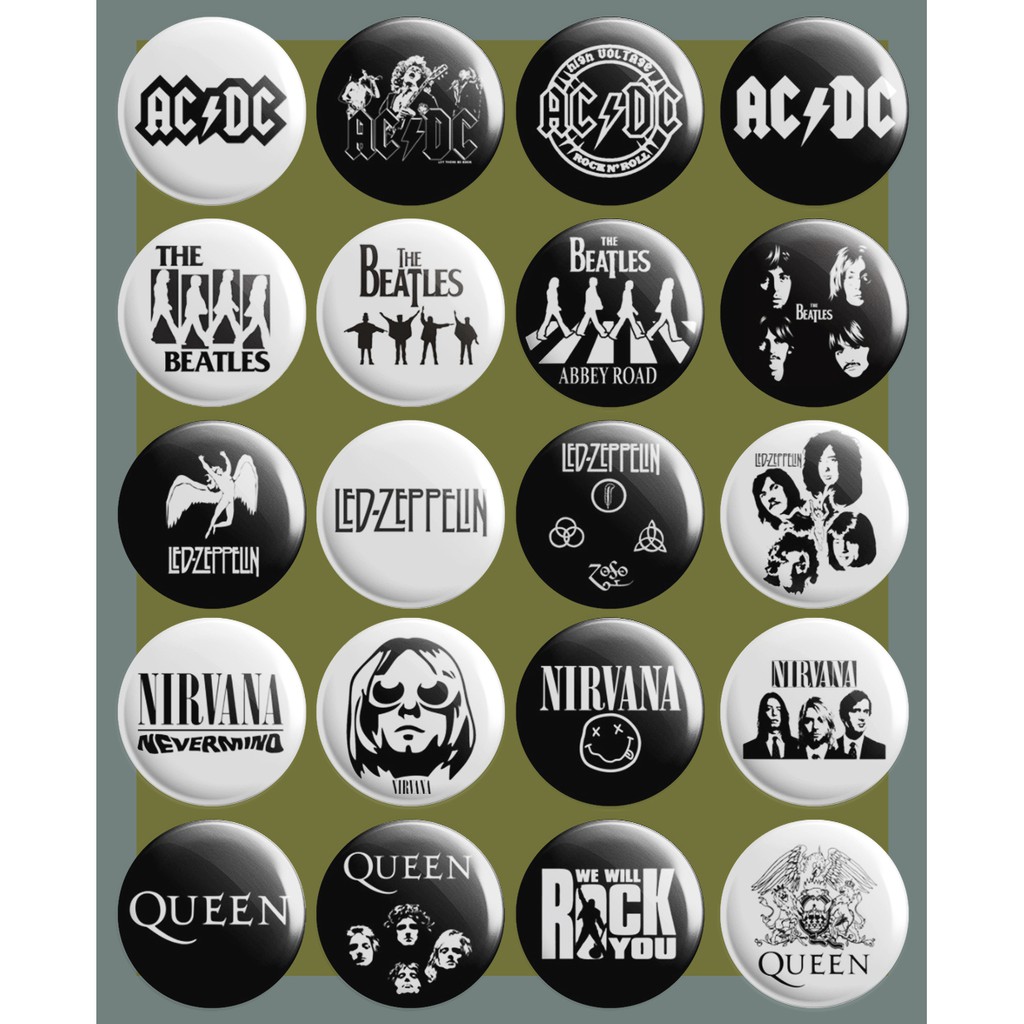 Button Badge Rock Band (No Minimum Order) Size 44m ACDC NIRVANA THE ...