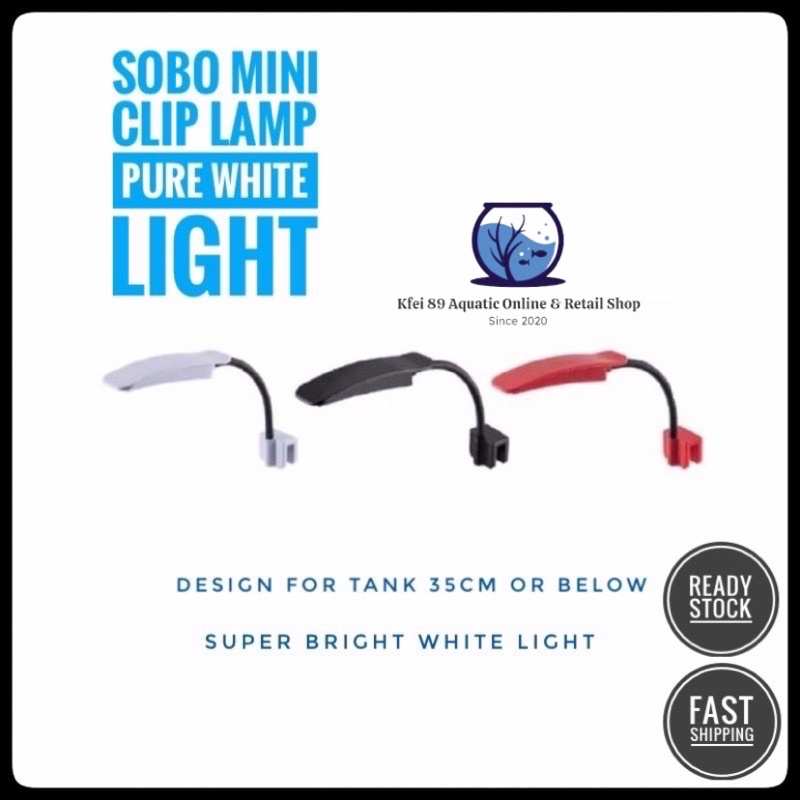 KFEI89 Sobo Mini Clip Lamp L-28C 2.8w for Mini Aquarium Led Full White Light Led | Shopee Malaysia