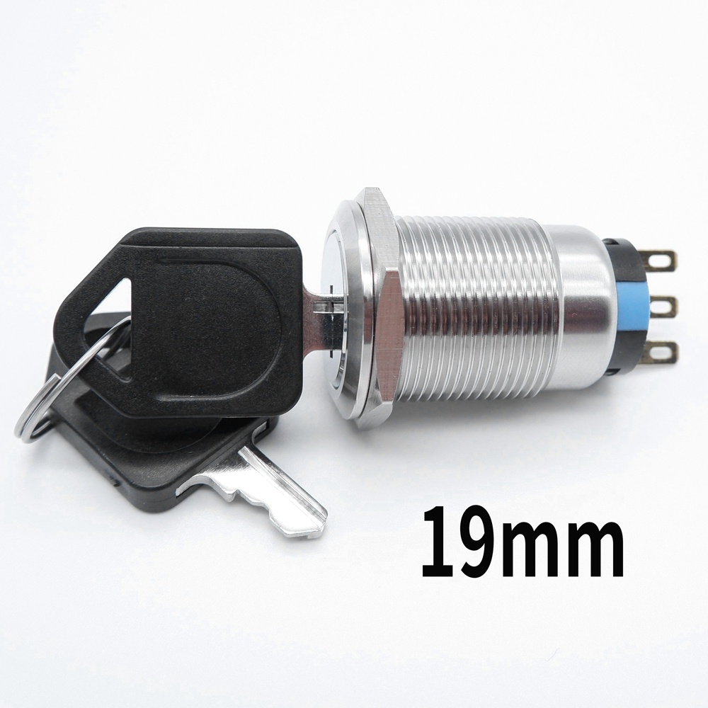 16mm 19mm 22mm Metal Rotary Key Switch ON OFF 2/3 Position Waterproof Power Button Lock Latching ...