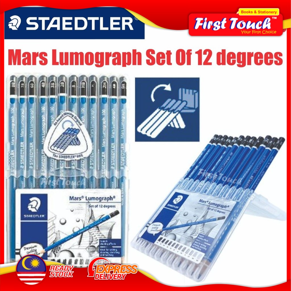 STAEDTLER Mars Lumograph Pencil Set of 12 Degrees (100-SC12MY) | Shopee Malaysia