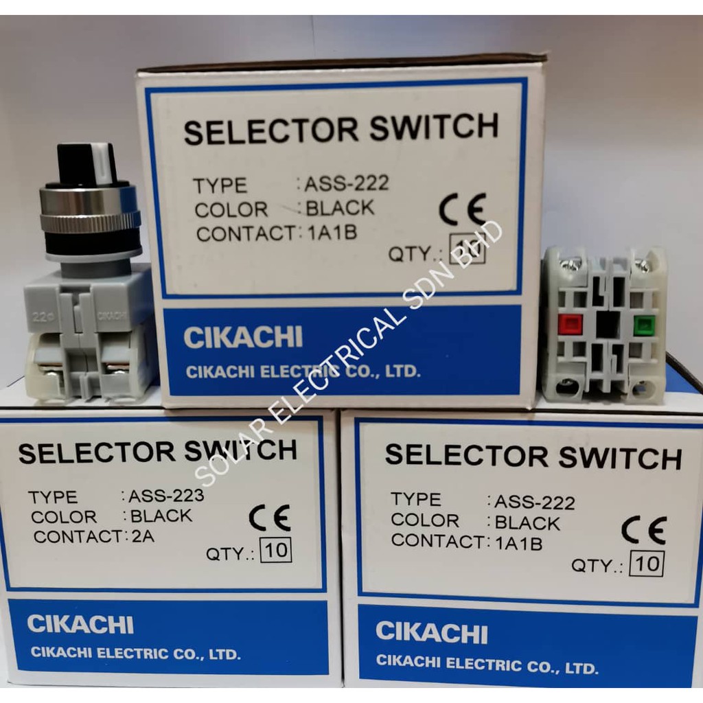 CIKACHI SELECTOR SWITCH 22MM ASS-222/ASS-223 BLACK COLOR | Shopee Malaysia