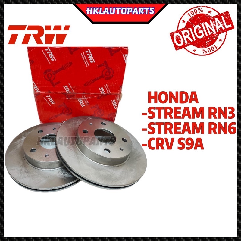 (2PCS)ORIGINAL TRW DISC ROTOR FRONT DF4486 HONDA CRV S9A/STREAM SMA RN3 RN6 | Shopee Malaysia