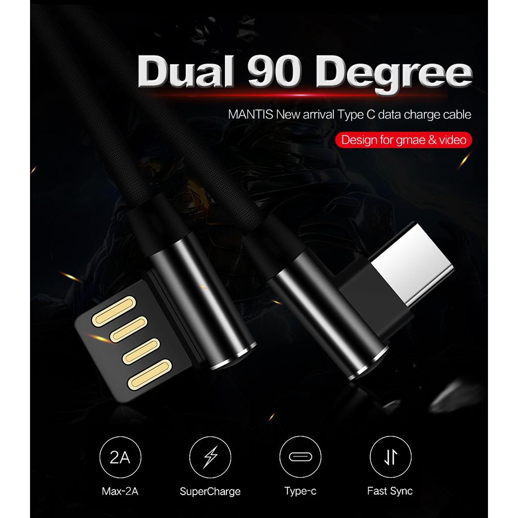 L- Shaped 3A USB to iP / Micro / Type C Data Braided Nylon Cable 1 ...