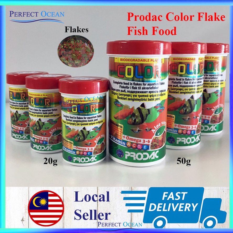 Prodac Color Fish Flake 20g, 50g Canthaxanthin Enhance Fish Color 🌊 ...