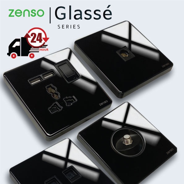 ZENSO- Glasse Black Glass Rocker (Tempered Glass) Switch Switches ...