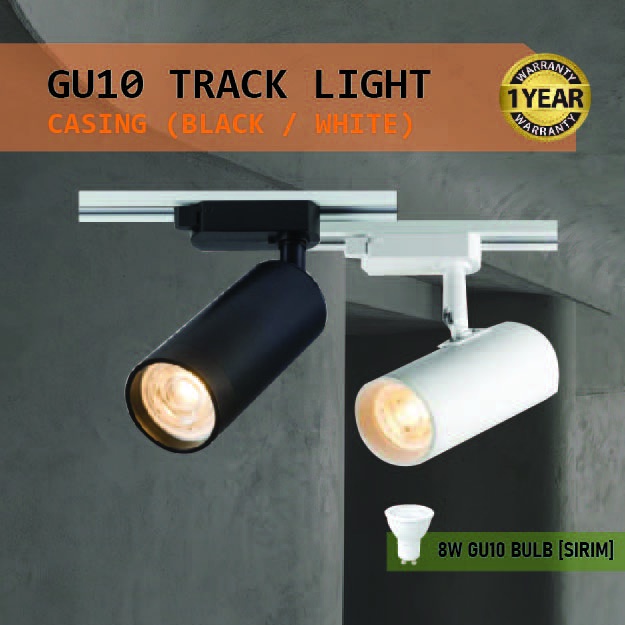 LED TRACK LIGHT CASING / FITTING WITH GU10 8W BULB [SIRIM] | Shopee ...