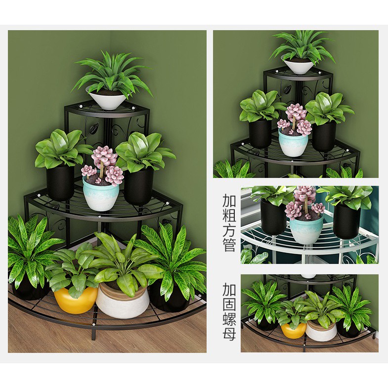3 Tier Corner Flower Stand - Rak Pasu Bucu European Style Multi Layer ...