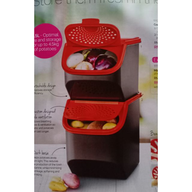 Garlic N All Keeper Set Black Red Tupperware limited edition potato ...
