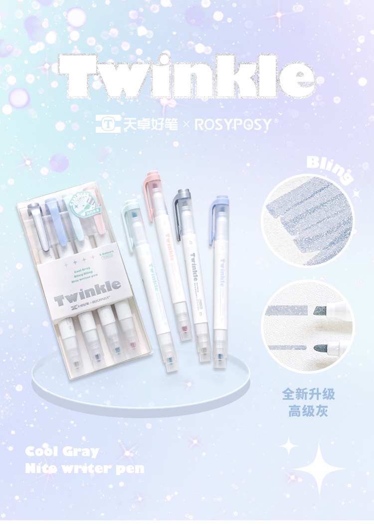 WHITESPACE Dual Tips Twinkle Glitter Highlighter Bling Bling Morandi ...