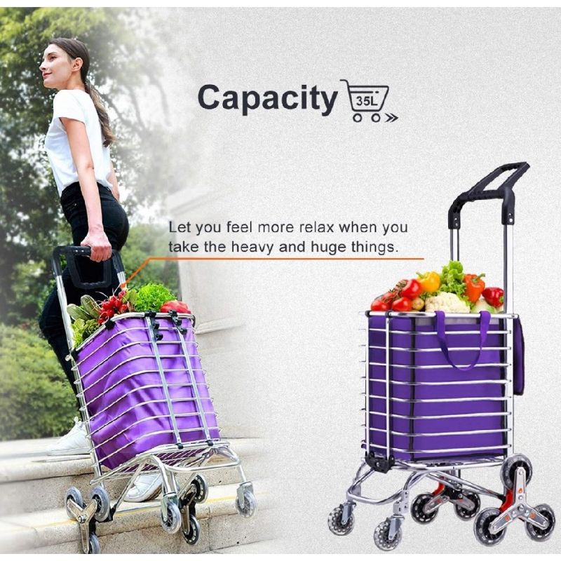 8 wheel aluminium climb trolley shopping cart pasar Foldable troli ...