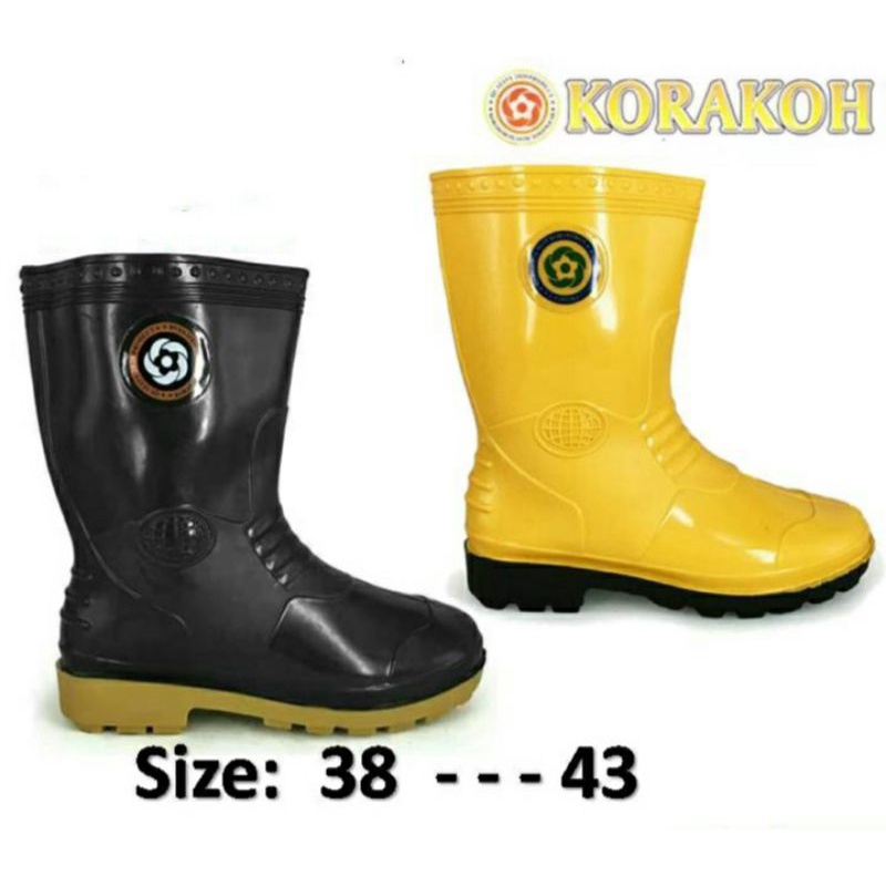 Kasut getah kuning semi-cut#yellow middle cut rubber boot#construction ...