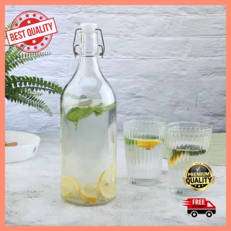 🔥READY STOCK🔥1L KORKEN BOTTLE WITH STOPPER GLASS BOTOL KACA CLEAR GLASS ...