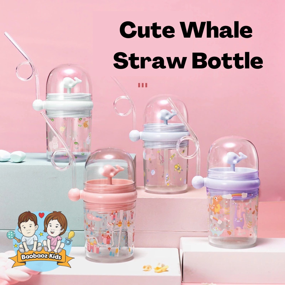 Baobaoz 260ML Cute Whale Spray Water Straw Drinking Bottle Comel Murah Botol Air Viral Tik Tok ...
