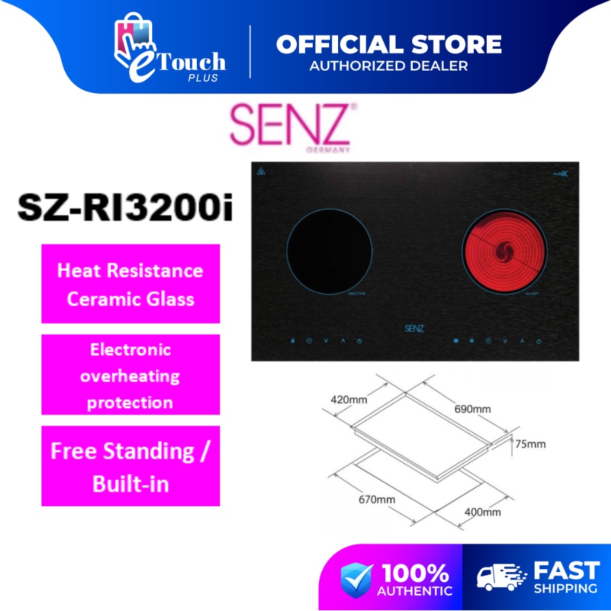 Senz [ SZ-RI3200I ] 2 In 1 Smart Cooker Ceramic Induction Electric ...