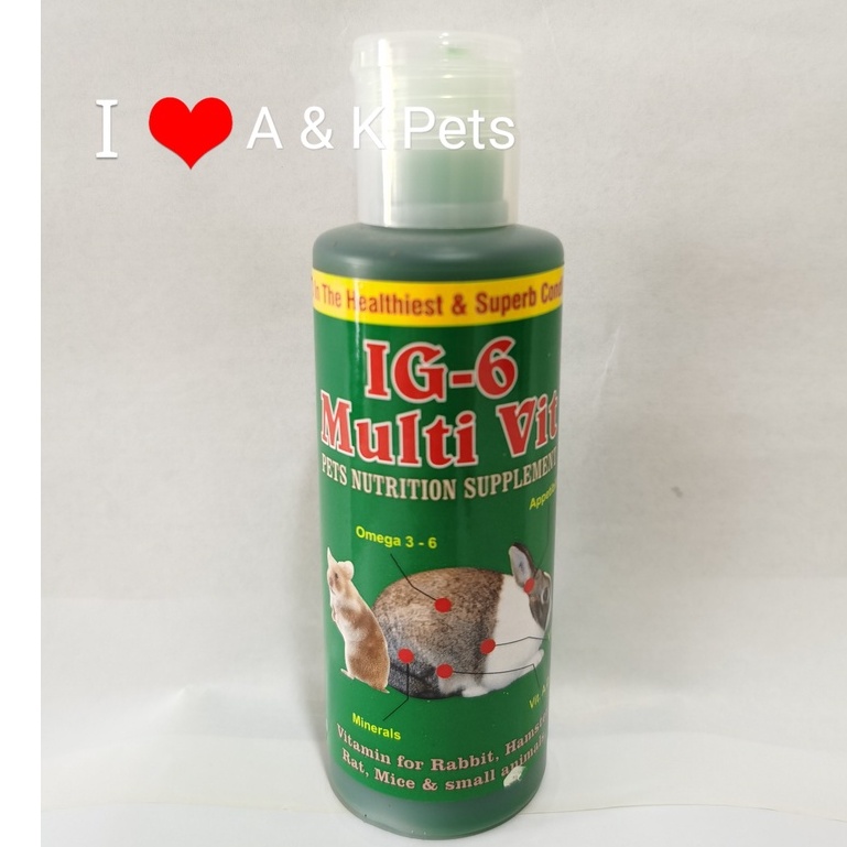 IG-6 Multi Vit Vitamin For Rabbit Hamster Rat Nice & Small Animal 150ml ...