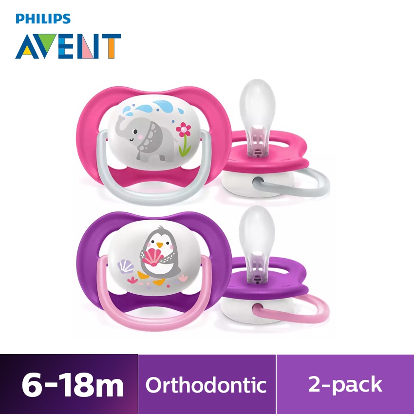 Philips Avent Ultra Air Pacifier 6-18m Girl (Pink/Purple x 2 pcs ...