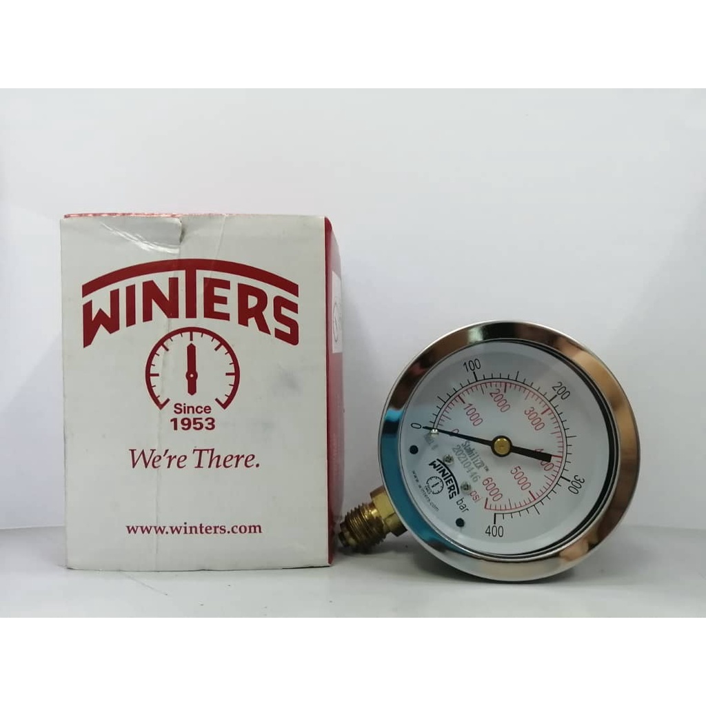 [Winters] Pressure Gauge, 10Bar ~ 400Bar, Diameter 2" 1/2 @ 63mm, 1/4 ...