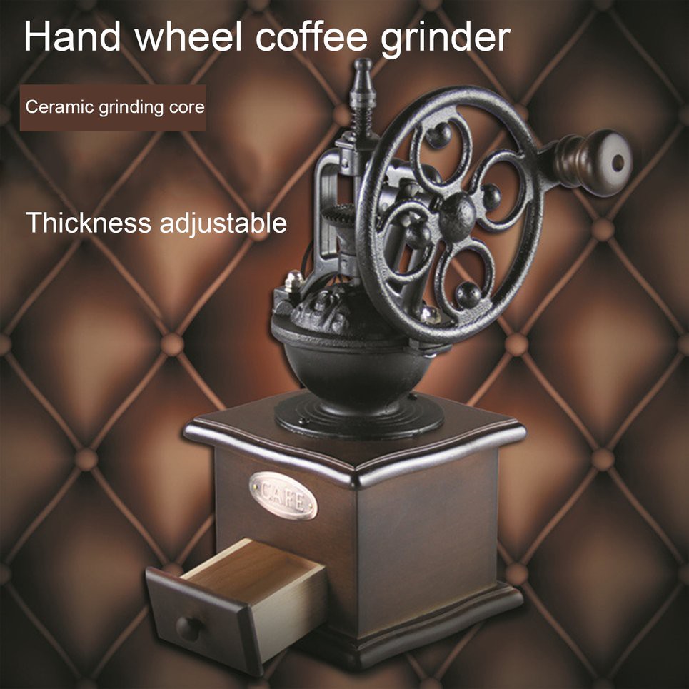 Vintage Manual Coffee Grinder Wheel Design Coffee Bean Mill Grinding ...