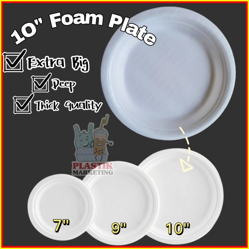 10" Foam Plate (100pcs±) / Pinggan Polistrin 10inchi/ Polystrene Plate ...