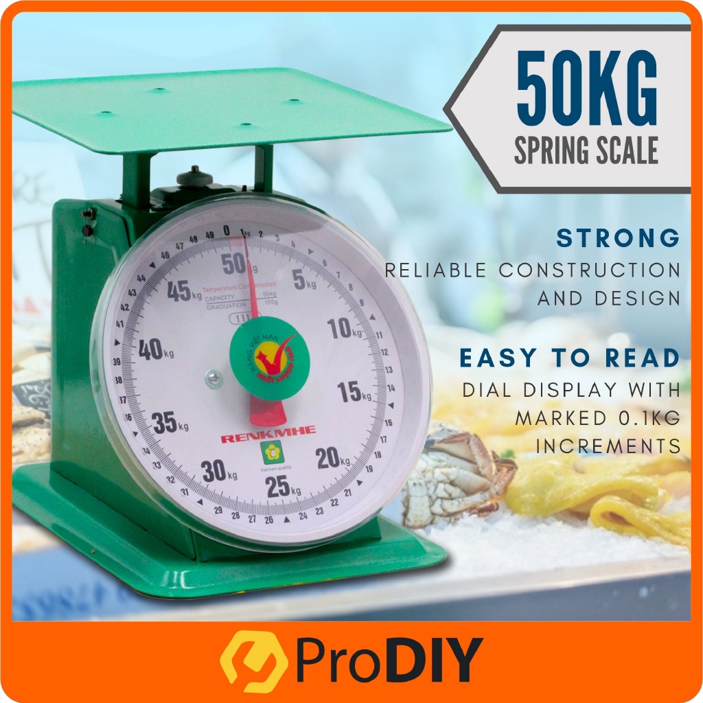 RENKMHE 50Kg Spring Balance Weighing Scale Mechanical Compression Pasar ...