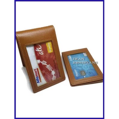 Genuine leather iD card holder, genuine leather double magnet name tag ...