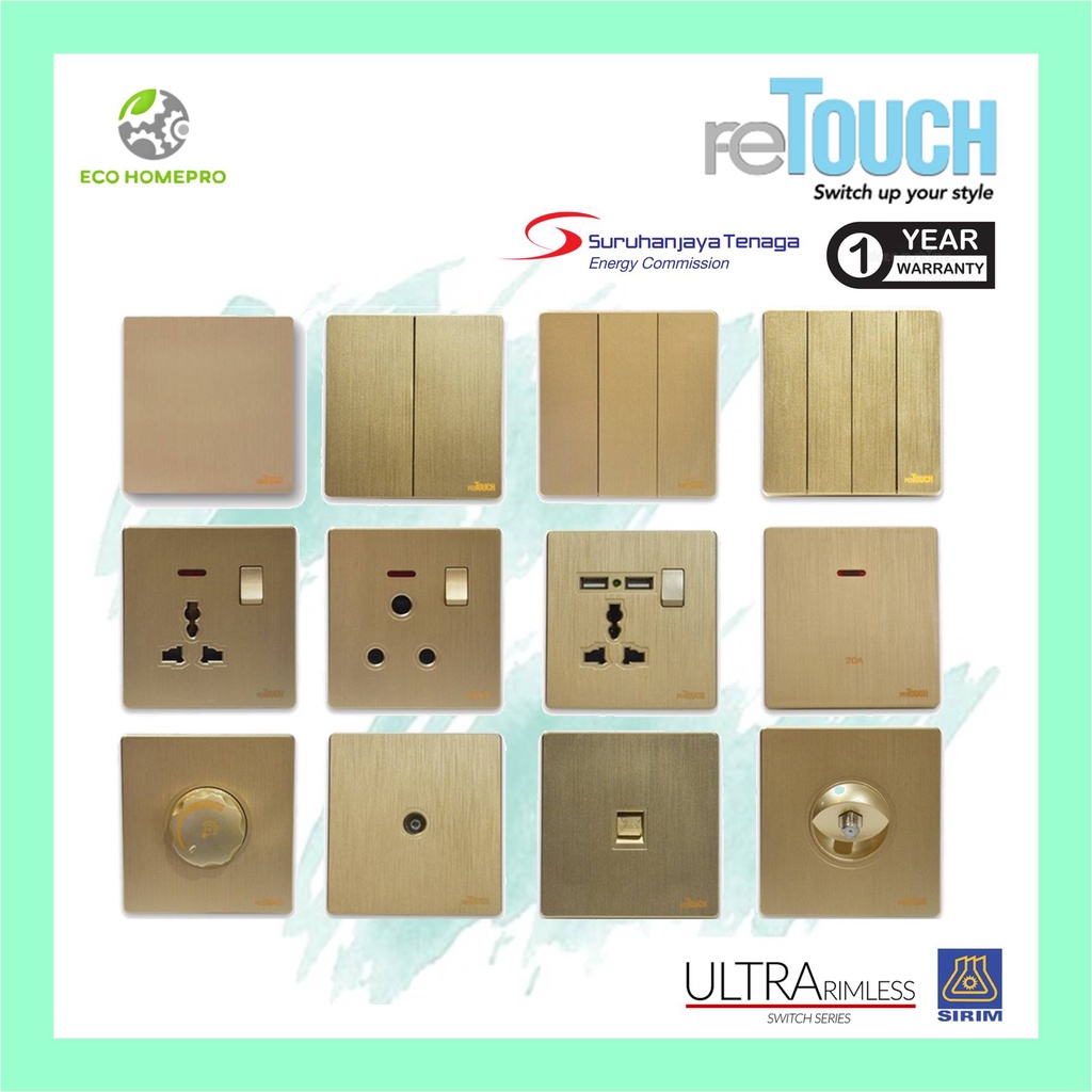 Ultra 16A Switch / Doorbell Switch (Texture Gold) | Shopee Malaysia