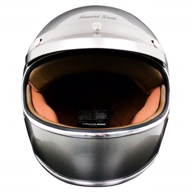 Full FACE RETRO CAFE RACER HOWARD SMITH SILVER CARGLOSS HELMET | Shopee ...