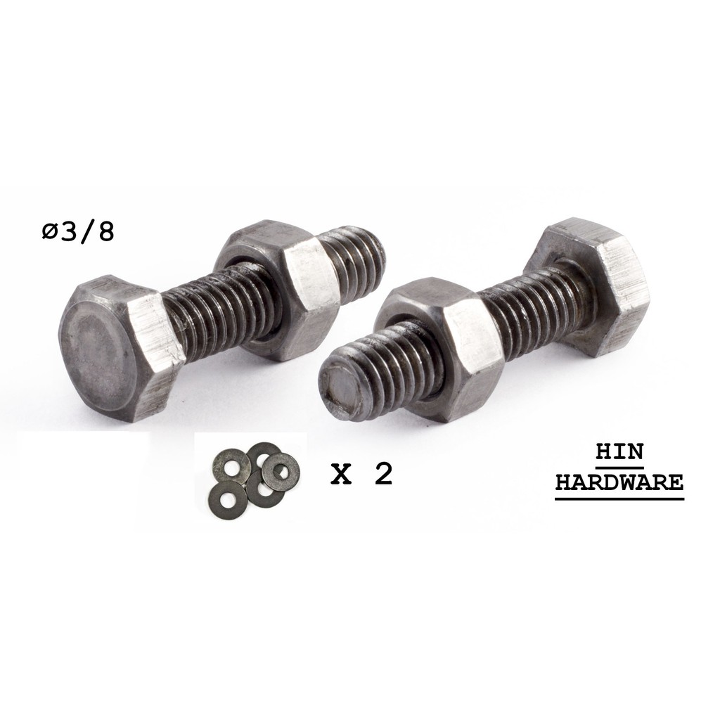 HIN Black Mild Steel 3/8" Hexagon Bolt and Nut with washer ( 3 hun ...