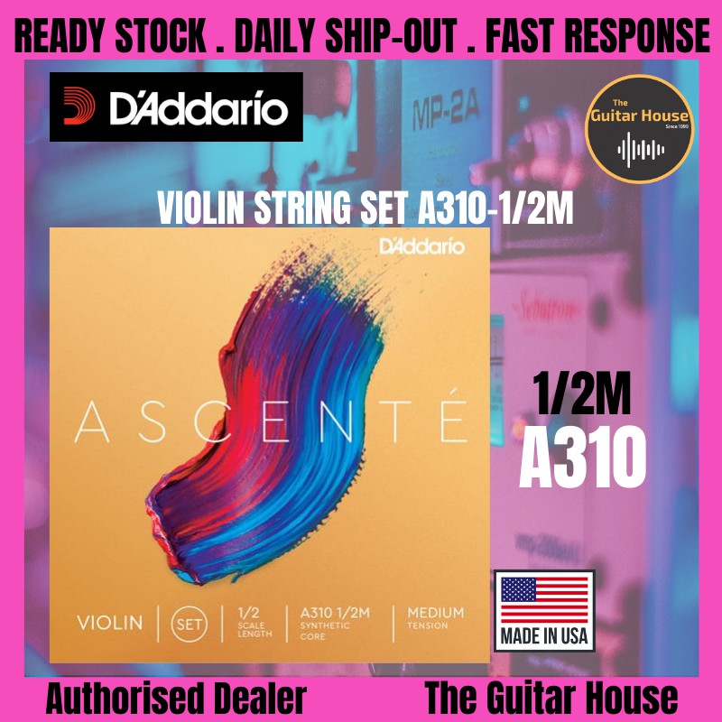 D'Addario Ascente Violin String Set Medium A310-1/2M 1/2 Scale Medium ...