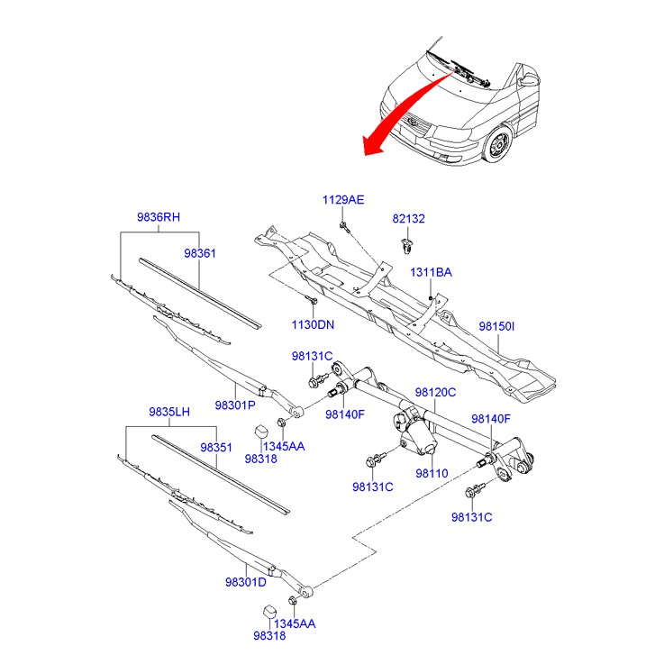 Genuine Hyundai Windshield Arm ASSY for Hyundai Matrix | Shopee Malaysia