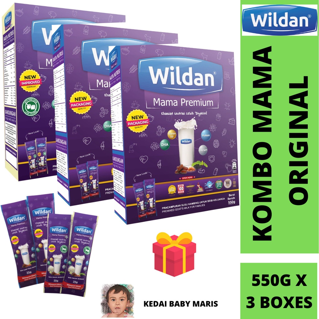 KOMBO JIMAT WILDAN MAMA PREMIUM 3 x 22 SACHET WILDAN SUSU KAMBING MILK ...
