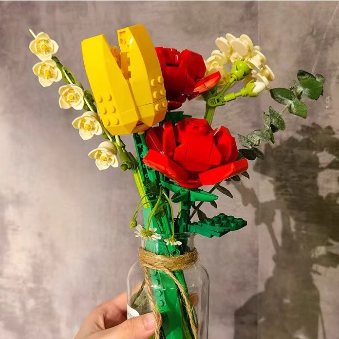 Building Blocks Rose Compatible with LEGO Flower Creative DIY Kids Toys ...