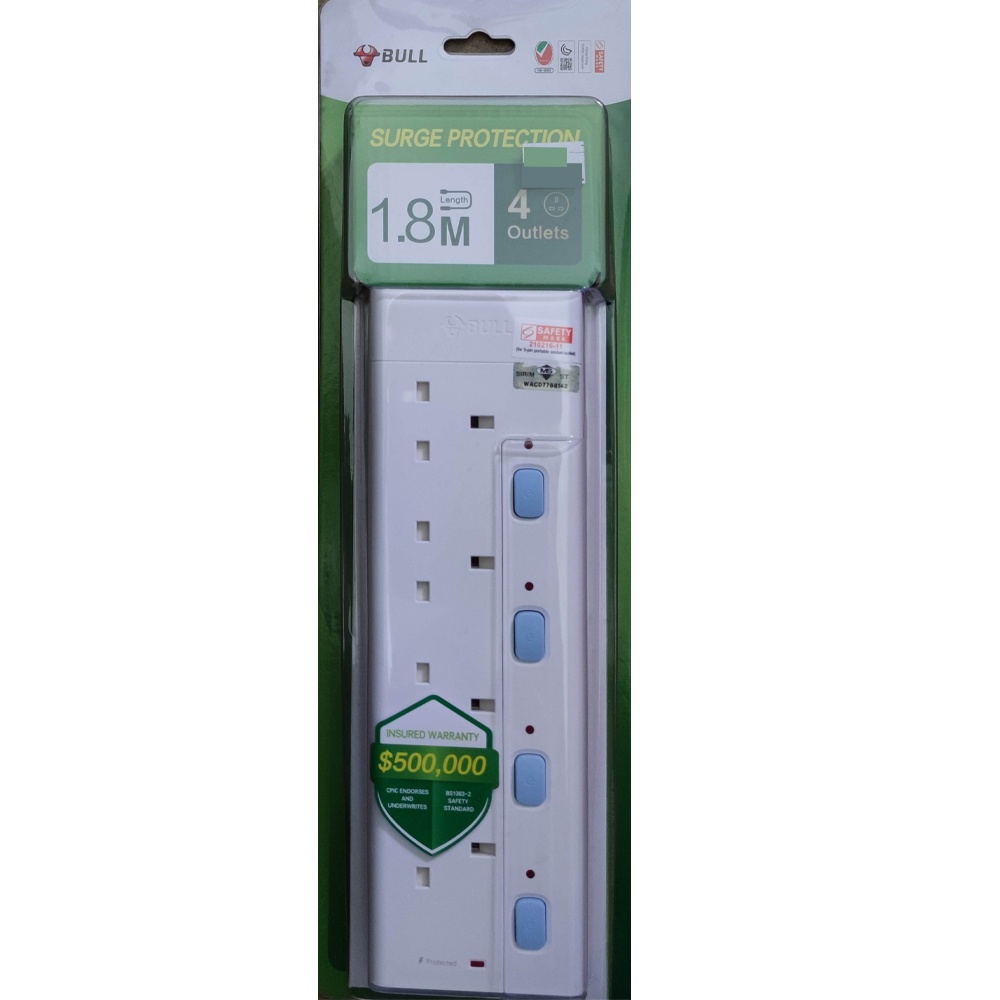 GONGNIU / BULL HEAVY DUTY 3000W SAFETY TRAILING SOCKET 13A PLUG SOCKET (FIRE RESISTANT) SIRIM ...