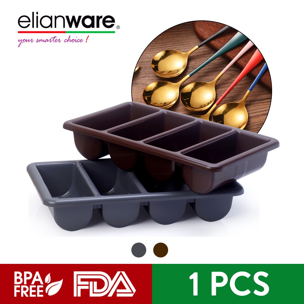 Elianware E-771 BPA-Free Plastic 4 Compartment Restaurant Cutlery ...