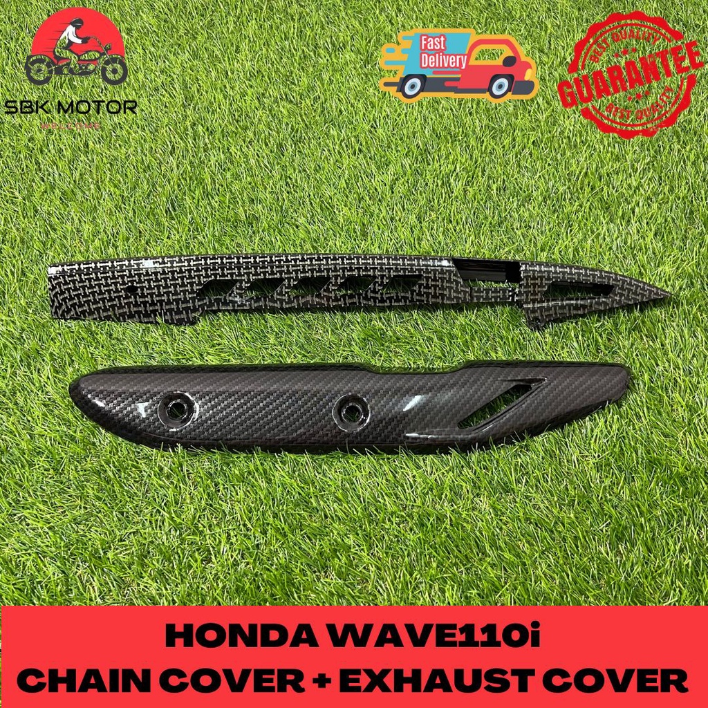 HONDA WAVE110 I CHAIN COVER + EXHAUST COVER CARBON | Shopee Malaysia